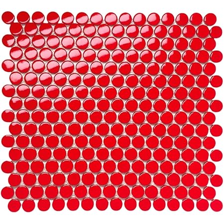 Penny Round Vintage Red Porcelain Floor and Wall Mosaic Tile for ...