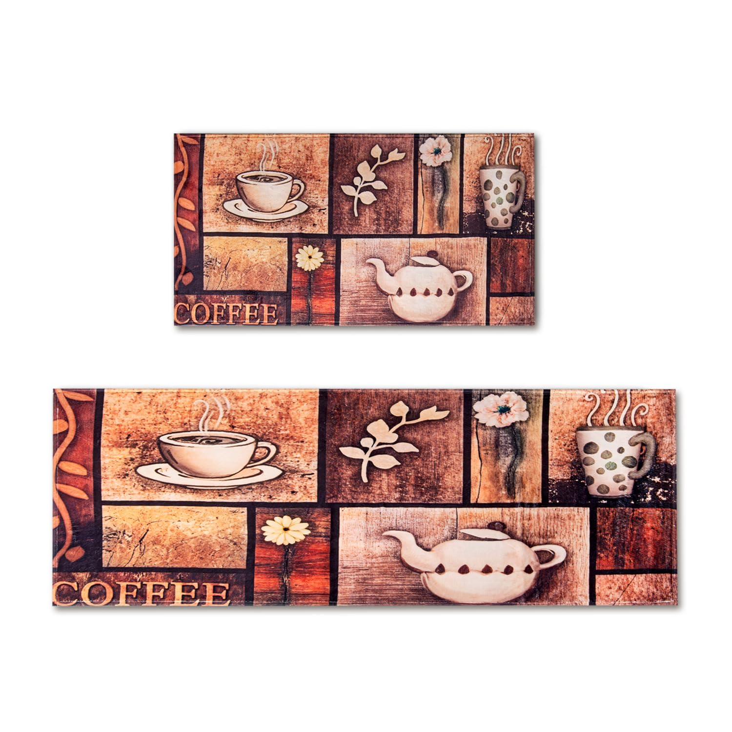 Amazon.com: Kitchen Rug Sets 17"x48"+17"x30" Non Slip Rugs Kitchen Mats ...