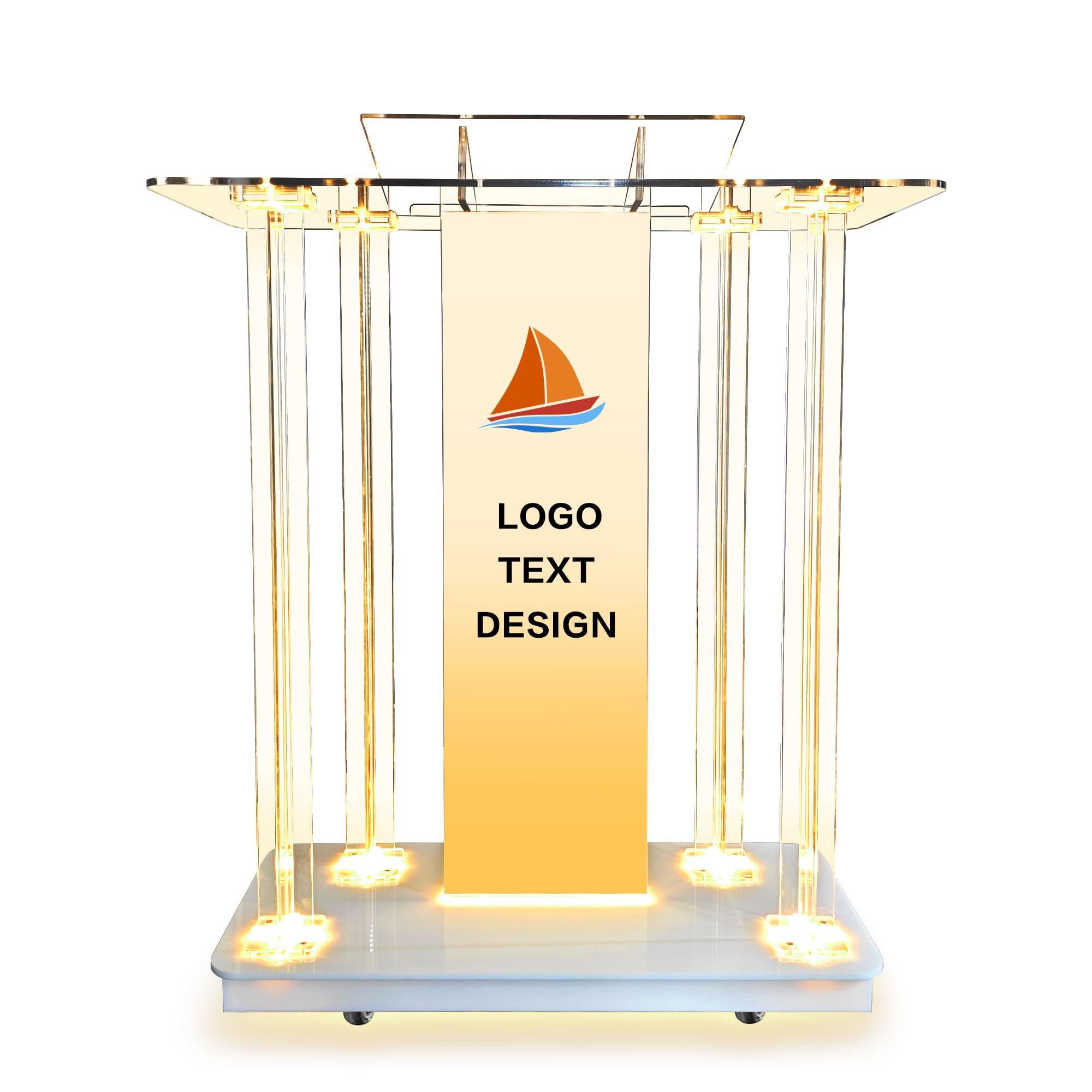 Speech Lectern With Remote 46" Transparent Acrylic Podium With RGB LED ...