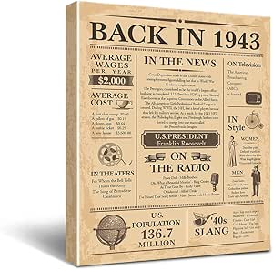 Amazon.com: Back in 1943 Sign Poster Framed Birthday Decorations for ...