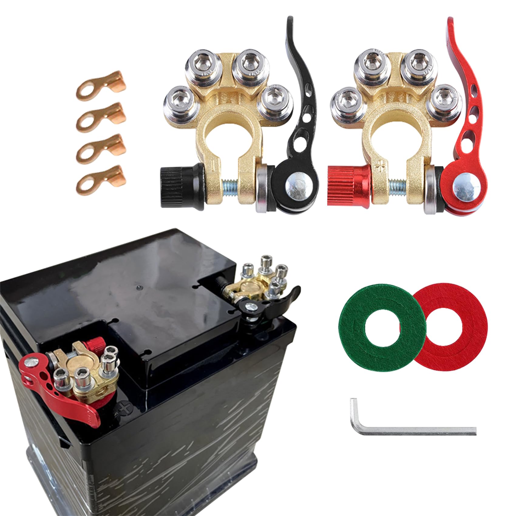 Amazon.com: 2PCS Car Battery Terminal Connector, Positive Negative ...