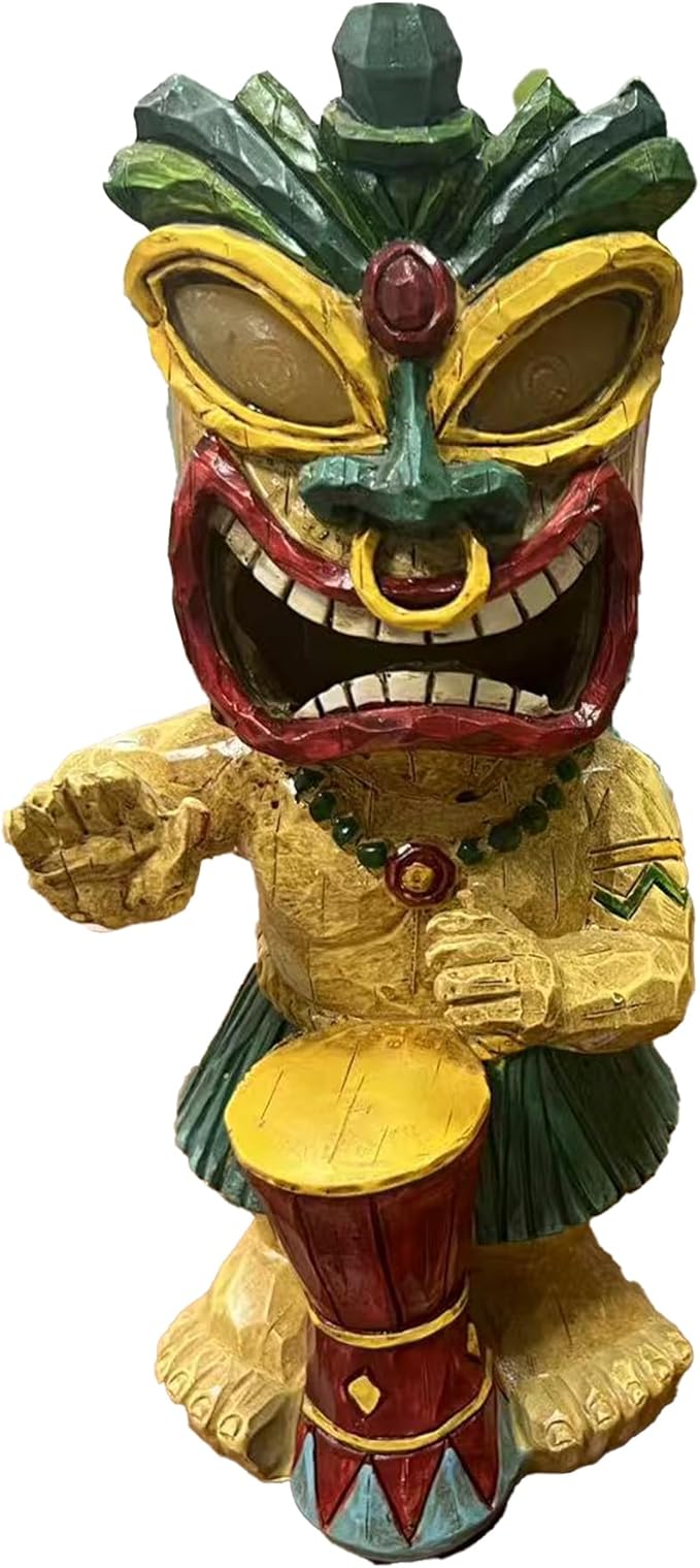 halp·ssfm Solar Tiki Garden Statue with LED Eyes Outdoor Polynesian ...