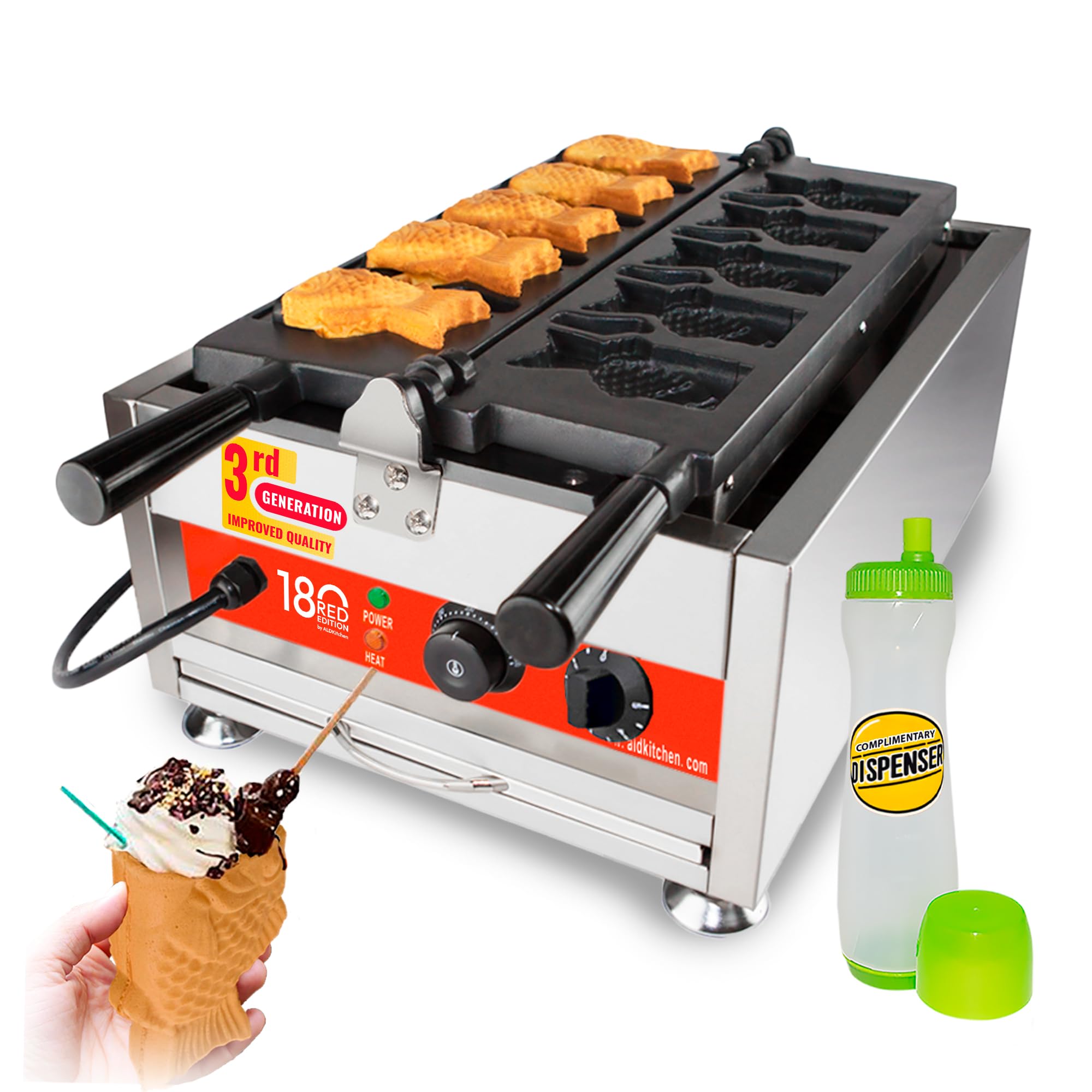 Amazon.com: ALDKitchen Taiyaki Fish Waffle Maker | Fish-Shaped Waffle ...