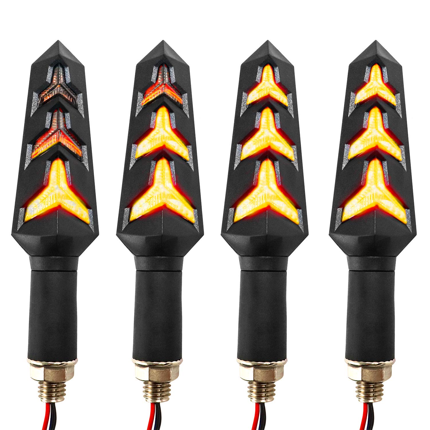 QWORK® 4PCS Motorbike Turning Indicators Motorcycle Indicators Flowing ...