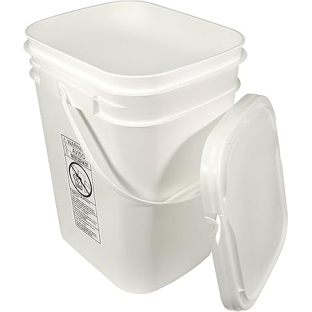 Amazon.com - 5.3 Gallon White Rectangular Bucket/Pail with Hinged Snap ...