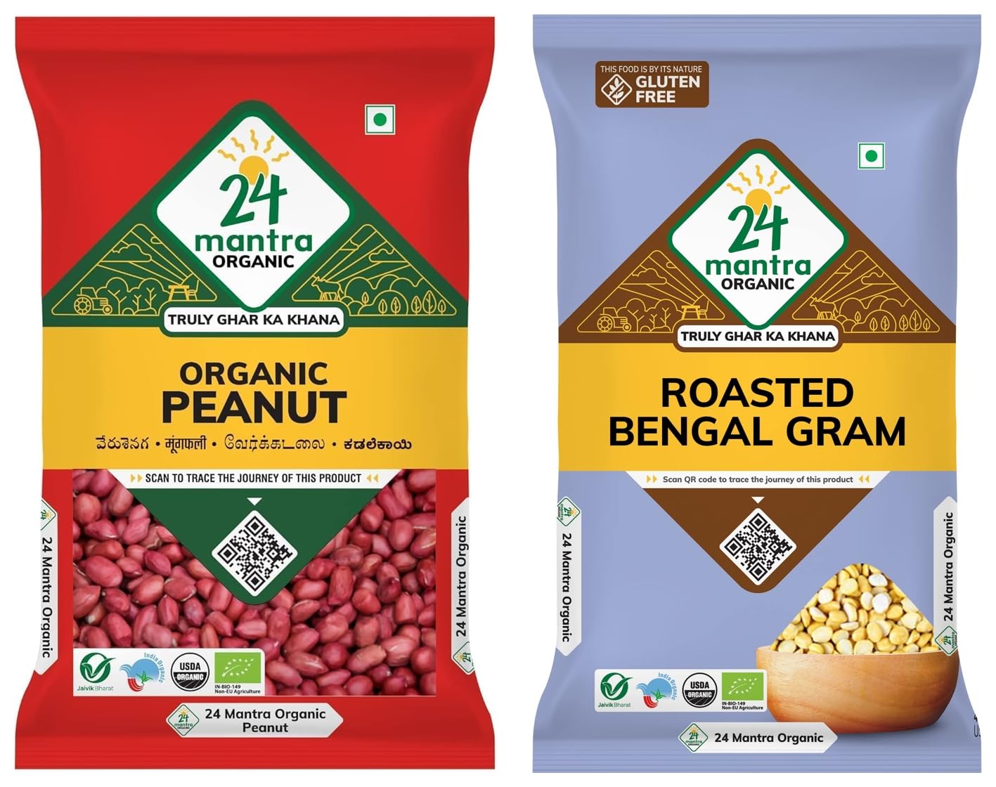 24 Mantra Organic Roasted Bengal Gram Dal/Bhuna Chana/Putnalu Pappu ...