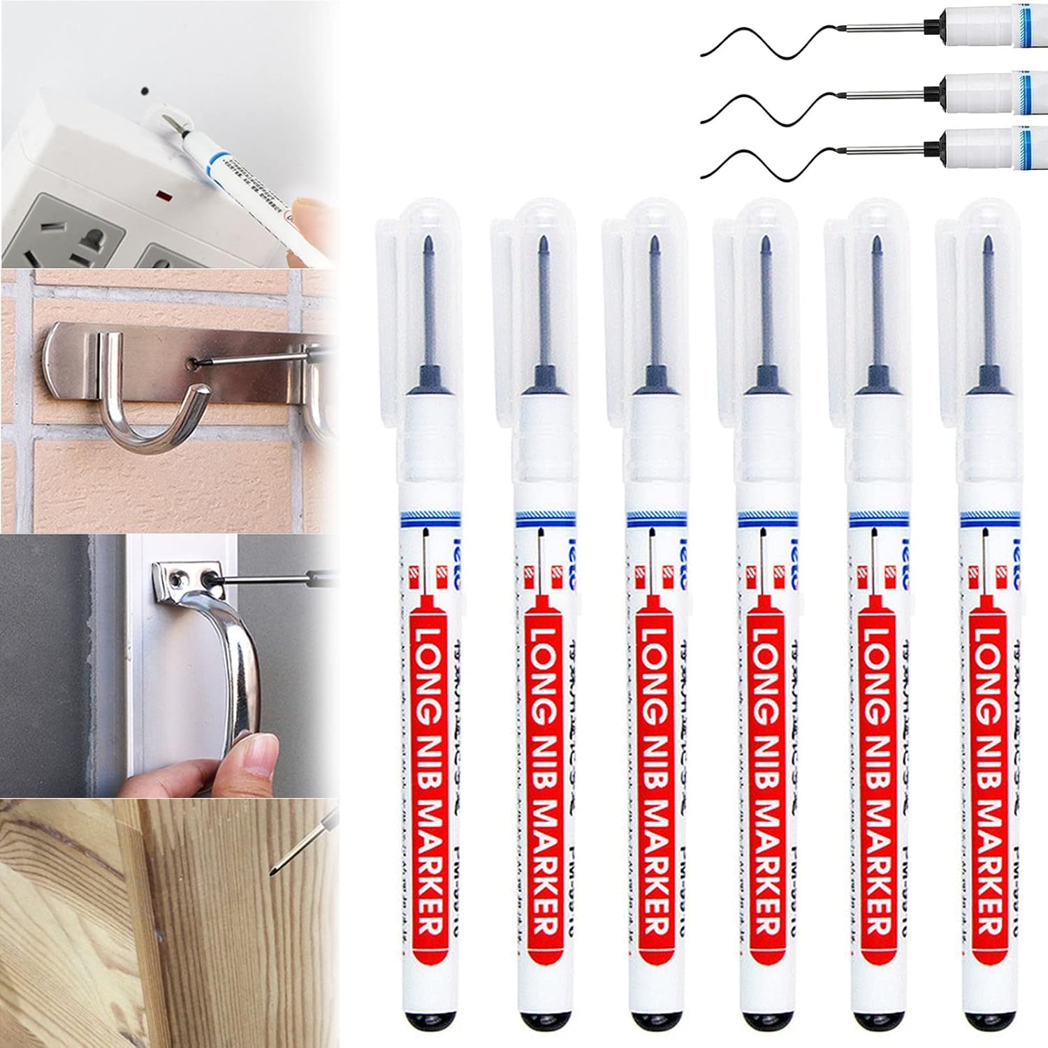 Amazon.com: 3/6PCS Jakiramy Deep Hole Marker Pens, Long Head Deep Hole ...