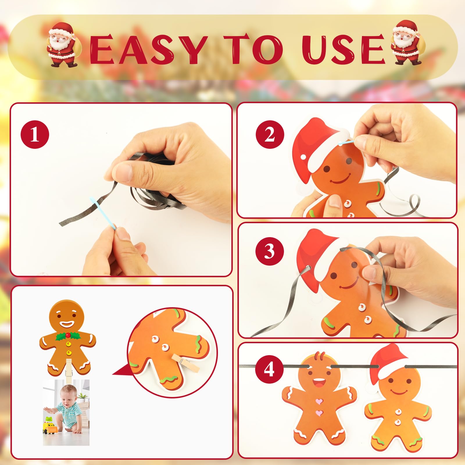 Snapklik.com : Christmas Gingerbread Man 1st Birthday Photo Banner ...