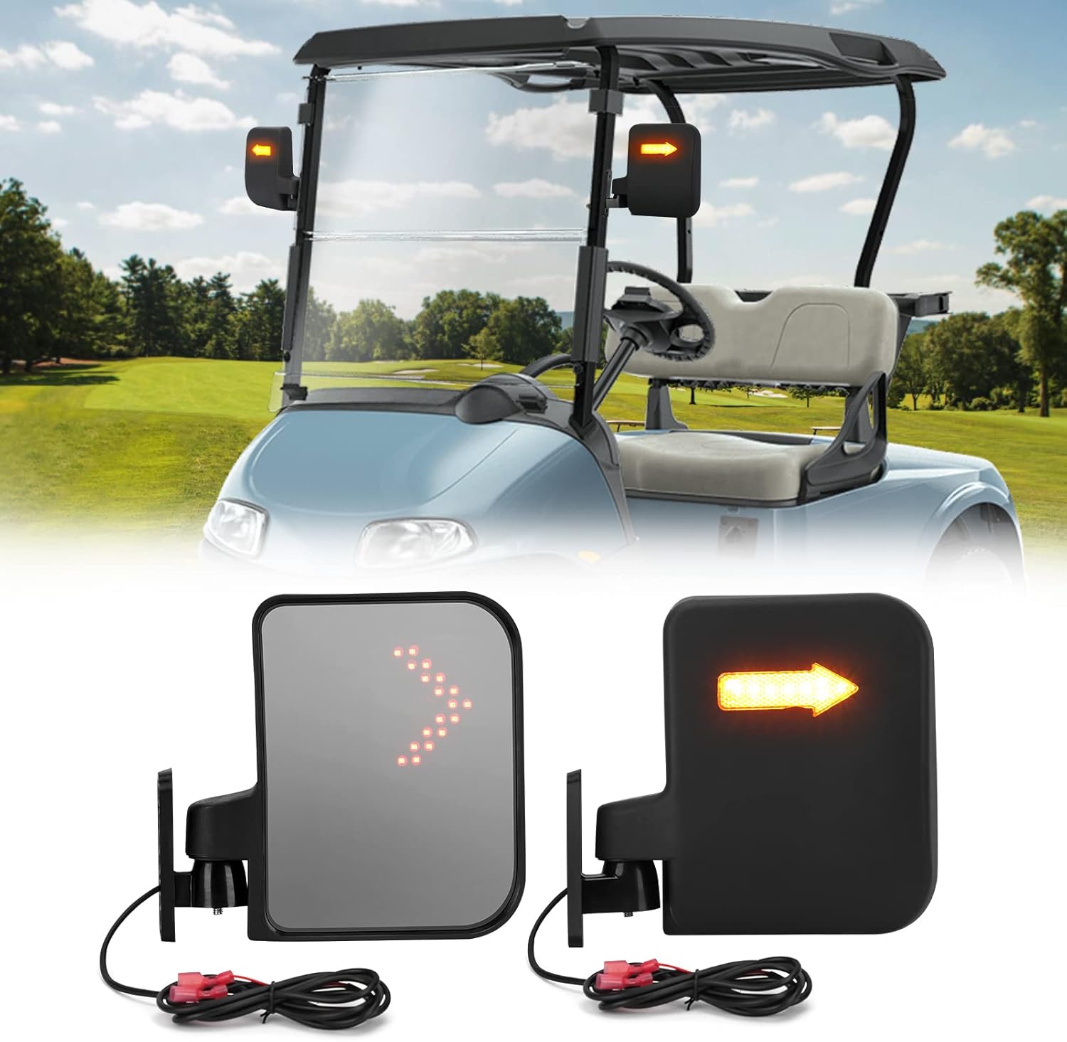 Amazon.com: TechInovat Universal Golf Cart Rear View Mirror with LED ...