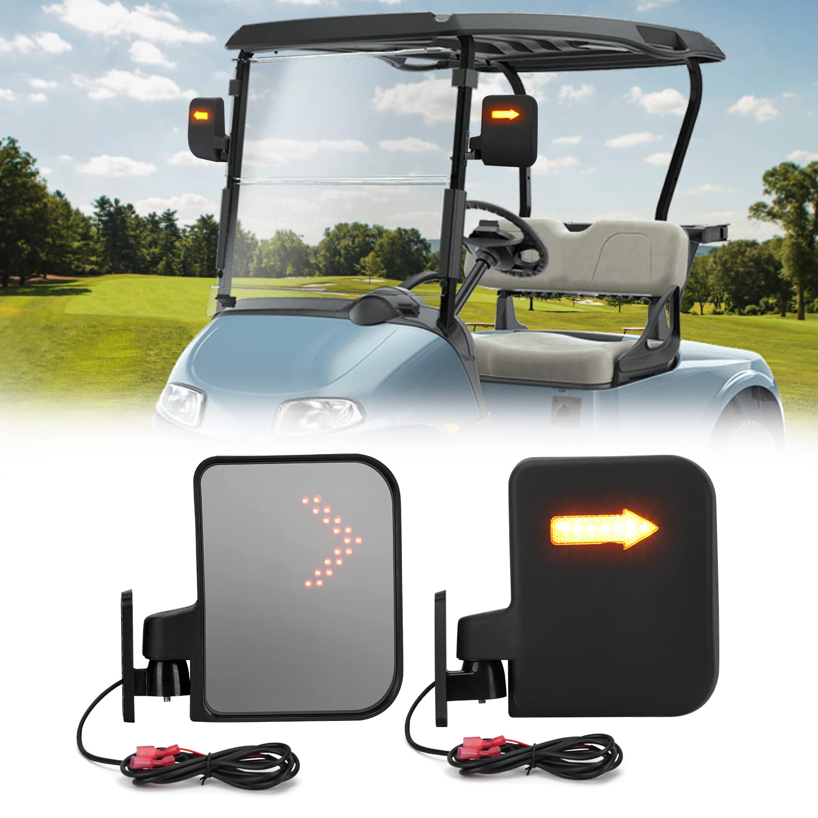 Amazon.com: TechInovat Universal Golf Cart Rear View Mirror with LED ...