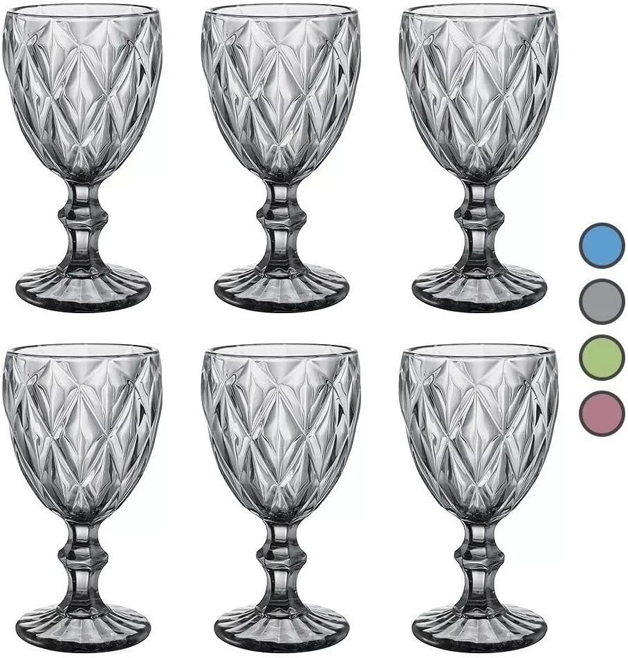 VITTORI Juego de 6 Copas de Cristal Labrado Vintage Vidrio de color 245 ...