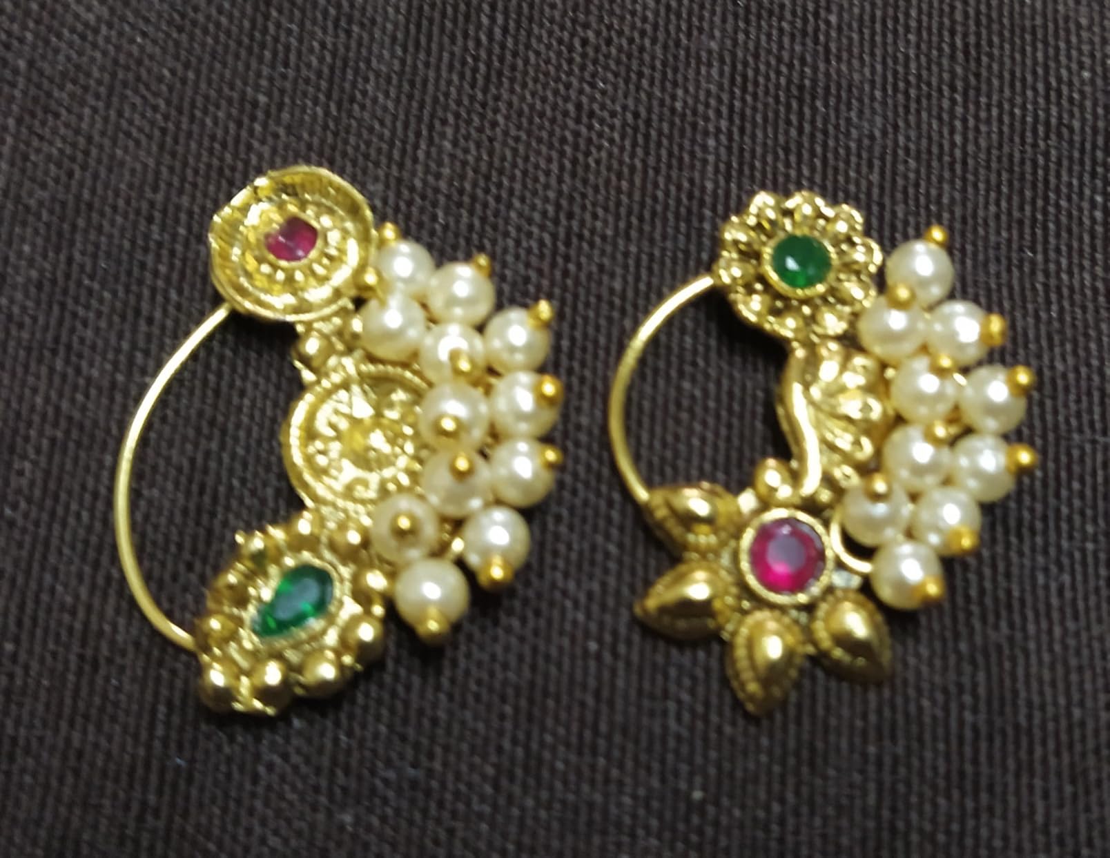 Buy Vighnaharta Golden Moti Pearls Nath Nathiya nose pin Gold Plated ...