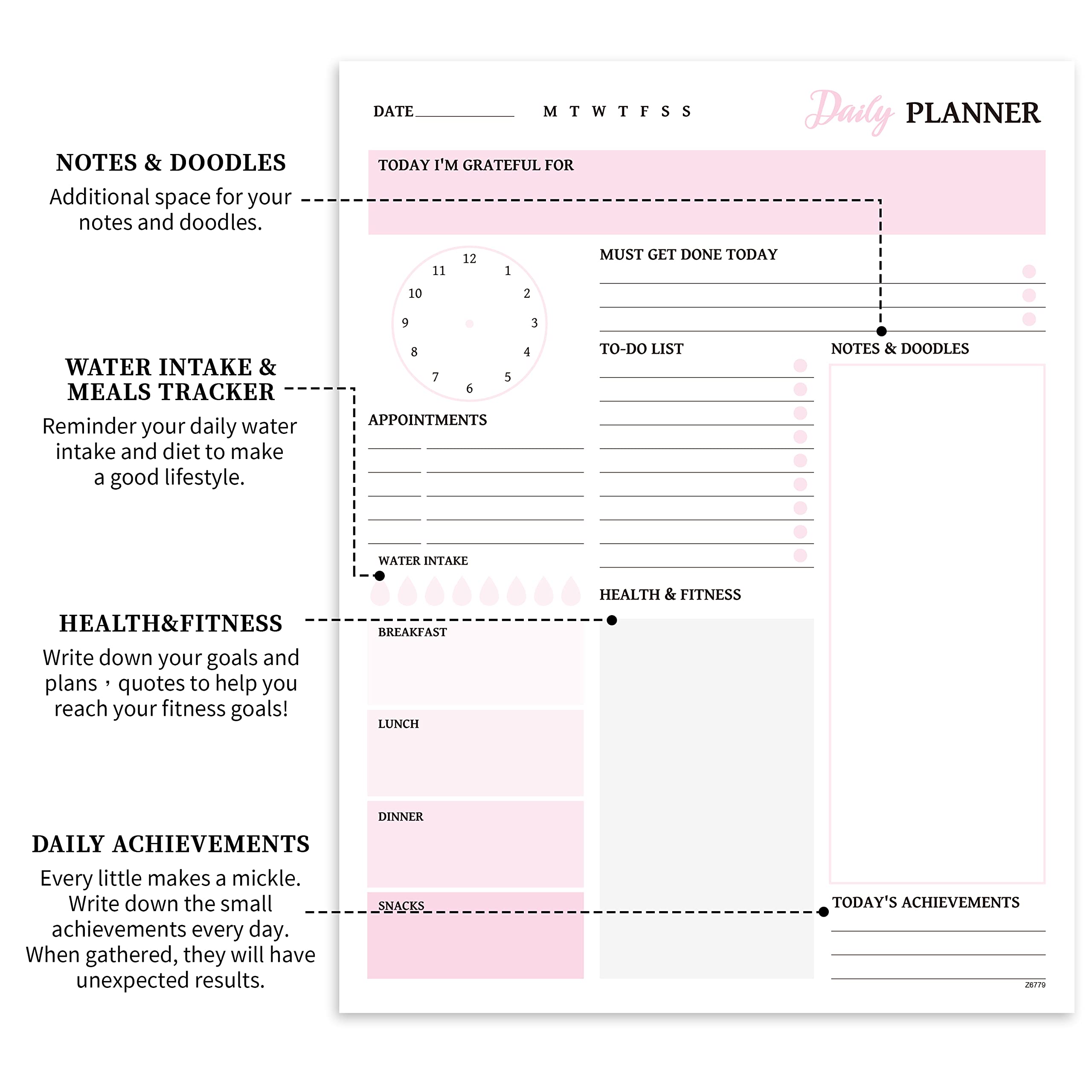 To Do List Notepad - Daily Planner Notepad Undated 50 Sheets Tear Off ...