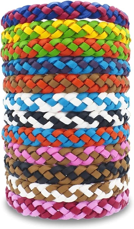 12 Pack Mosquito Repellent Bracelets, Individually Wrapped PU Leather ...