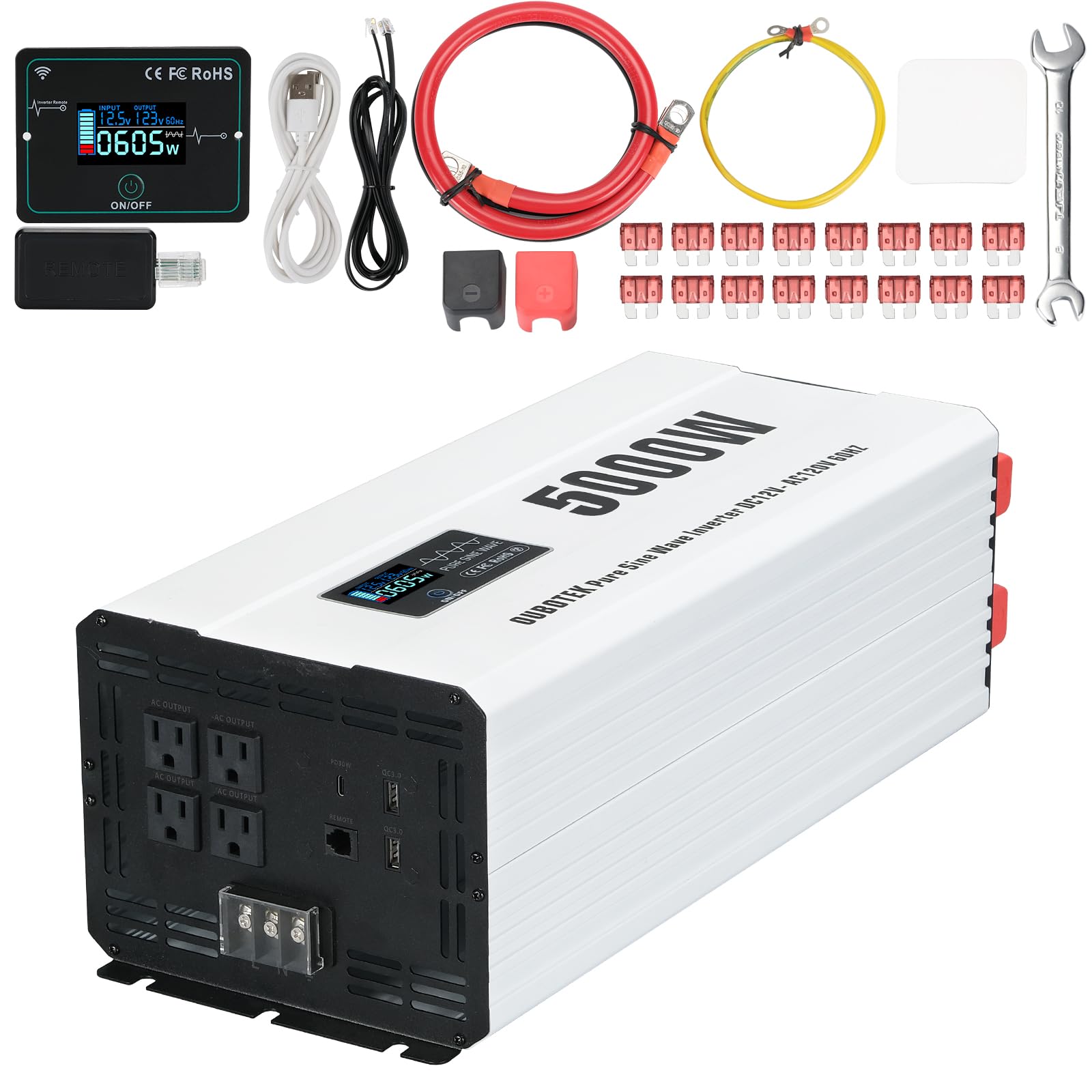 Snapklik.com : OUBOTEK 5000 Watts Power Inverter Peak 10KW, Pure Sine ...