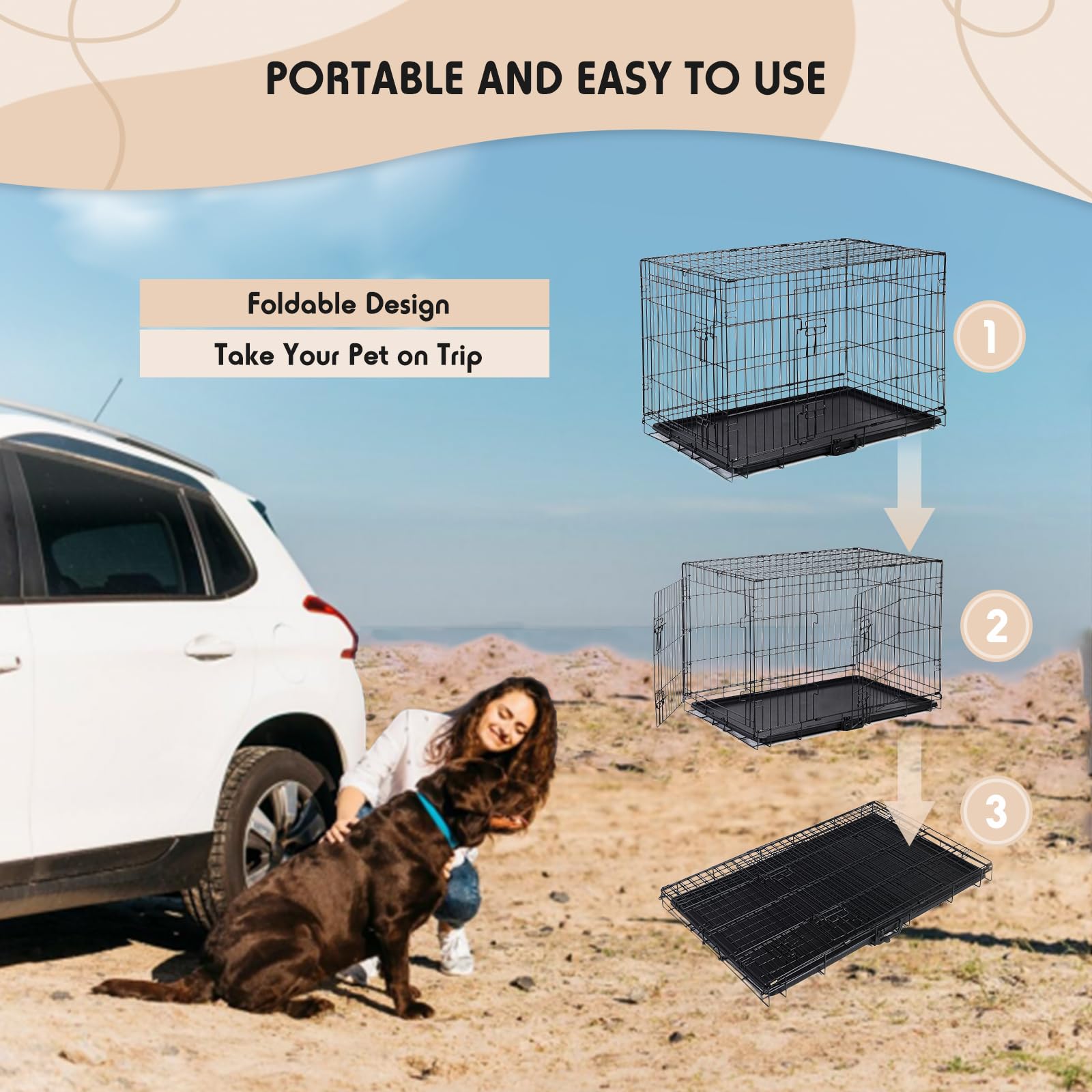 AMAN Dog Crate Furniture, 36 in Dog cage Furniture with Wood Topper for ...