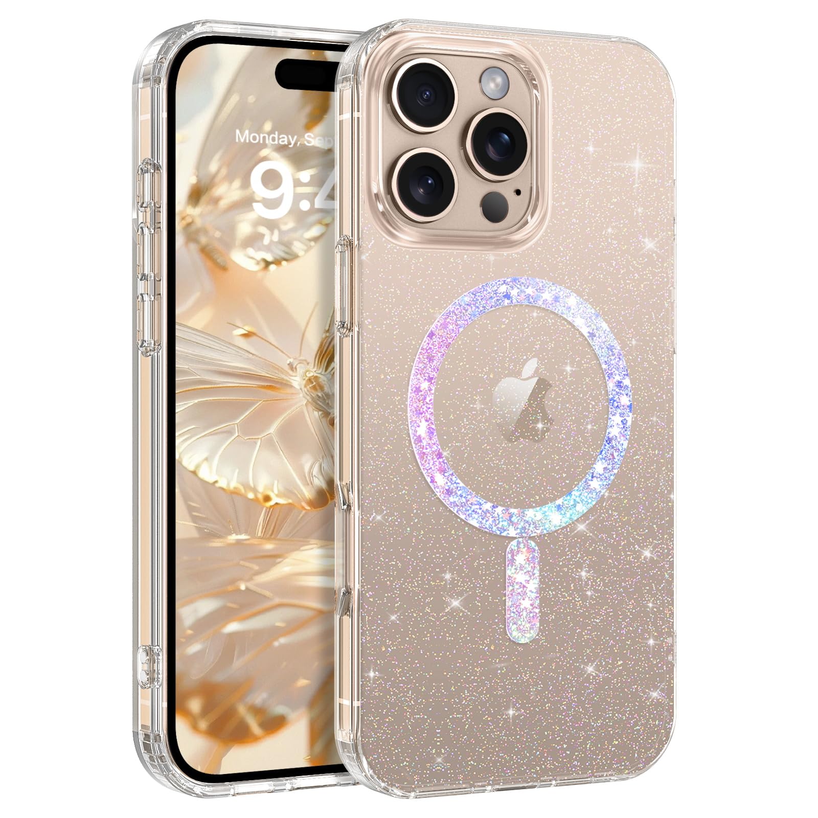 BENTOBEN Glitter Case for iPhone 16 Pro Max, Slim Cute Ultra Thin Magnetic Phone Cases ...