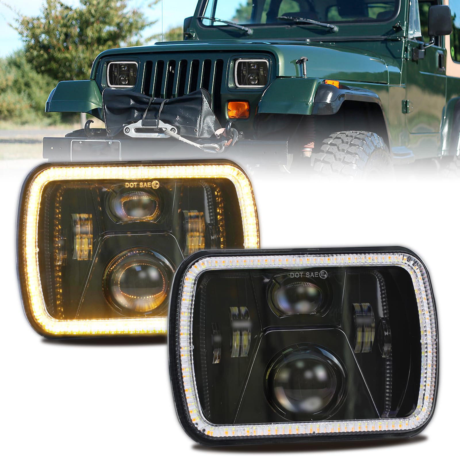 Snapklik.com : QKVCX 7x6 5x7 H6054 LED Headlights High Low DRL Turn ...