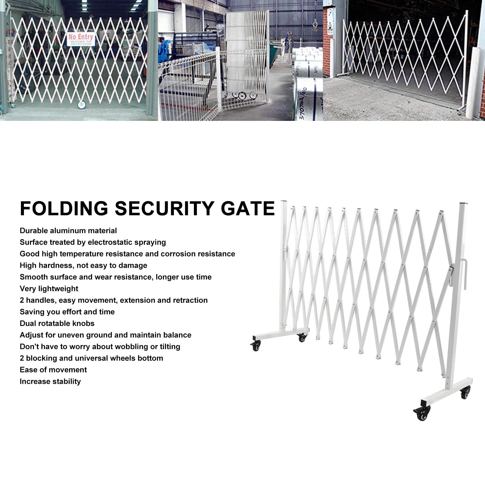 Folding Security Gate Safety Barrier Gate With Wheels, Retractable ...