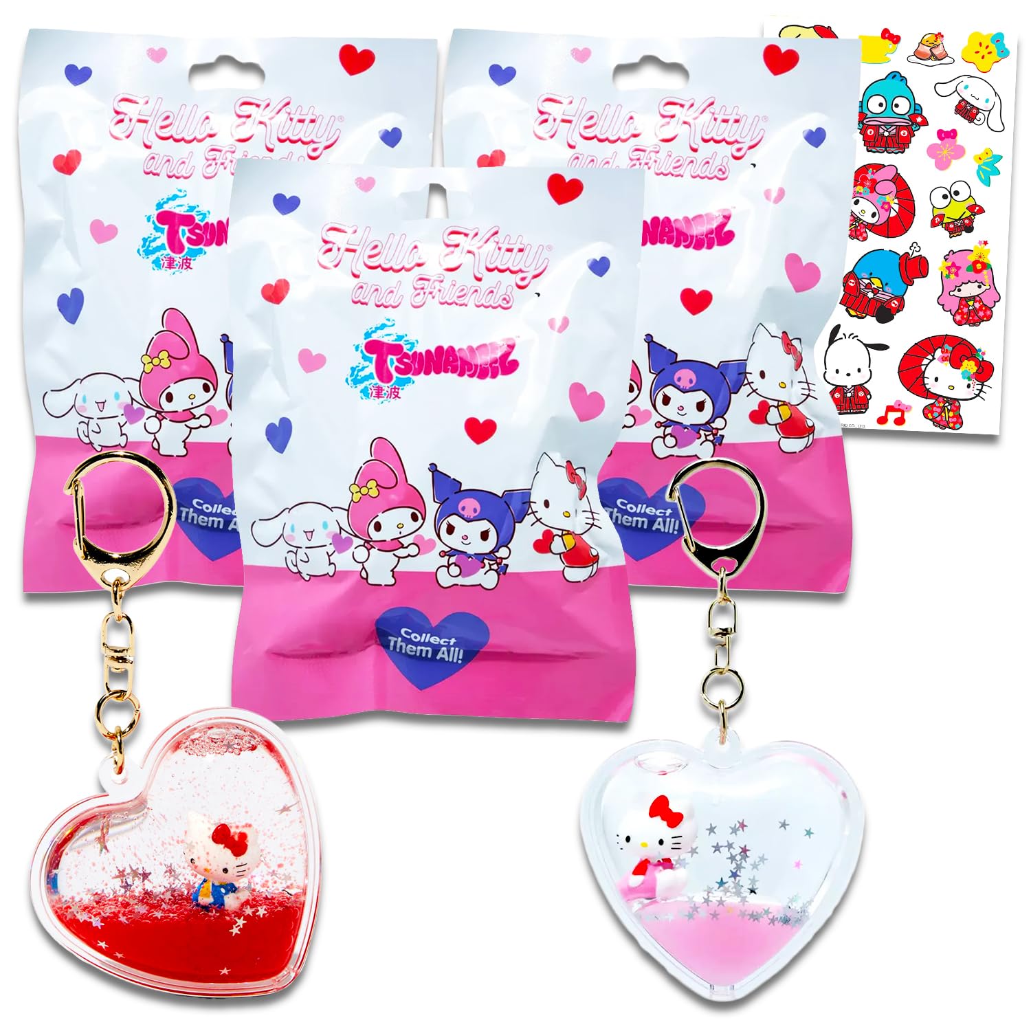 Hello Kitty Tsunameez Blind Bag Keychain Bundle - 3 Pack Tsunameez ...