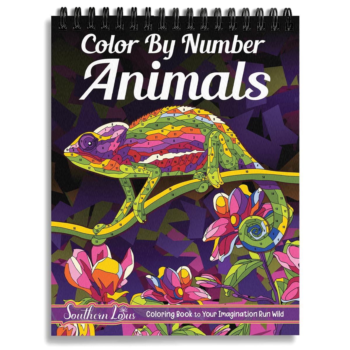 Amazon.com: SOUTHERN LOTUS Color by Number Animals Spiral Coloring Book ...