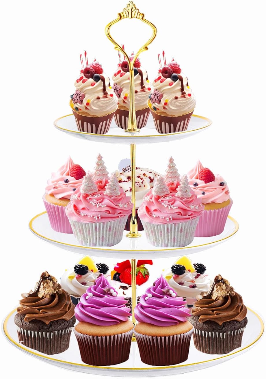 Amazon.com: White 3-Tiered Serving Stands, Cake Dessert Table Display ...