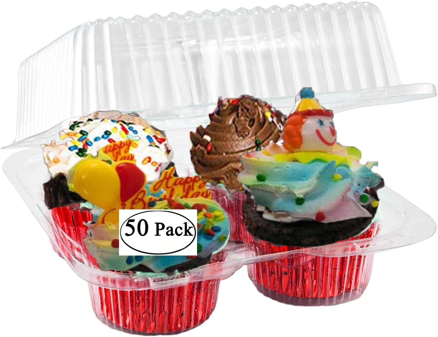 Amazon.com: ACXFOND 50 Sets Cupcake Containers, Plastic Cupcake ...