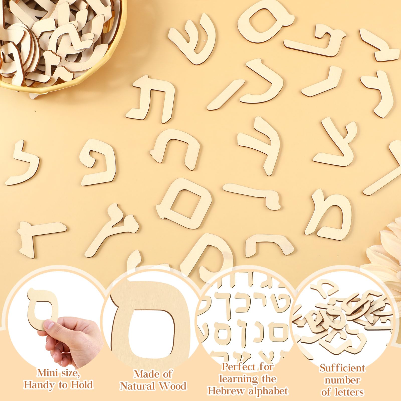 Jewish Educational Toys Silipull 108 Pcs Hebrew Alphabet Wooden Letters ...