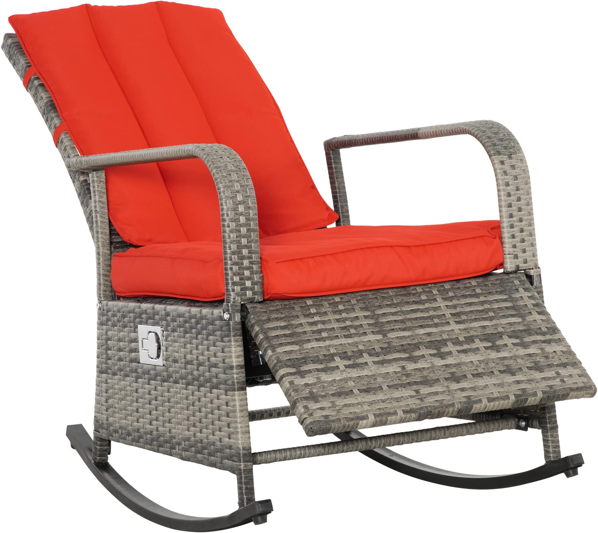 Amazon.com : Outsunny Outdoor Rattan Rocking Chair Patio Recliner with ...