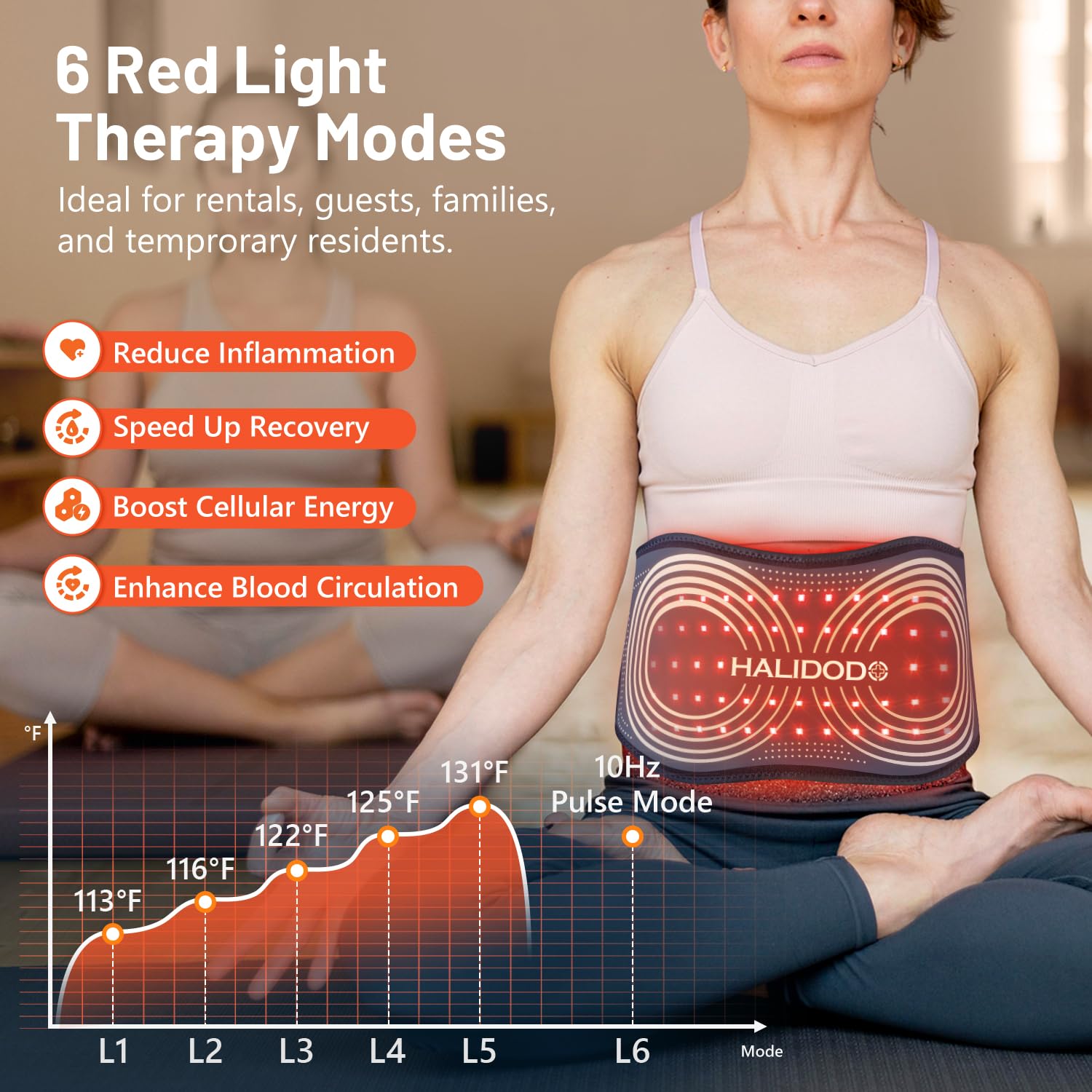 HALIDODO 2024 Upgraded Red Light Therapy Belt - Vibration Massage ...