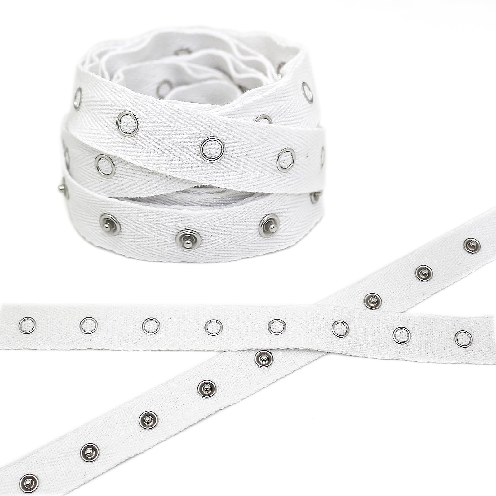 Amazon.com: FQTANJU 2 Yards White Cotton Snap Button Trim Metal Snap ...