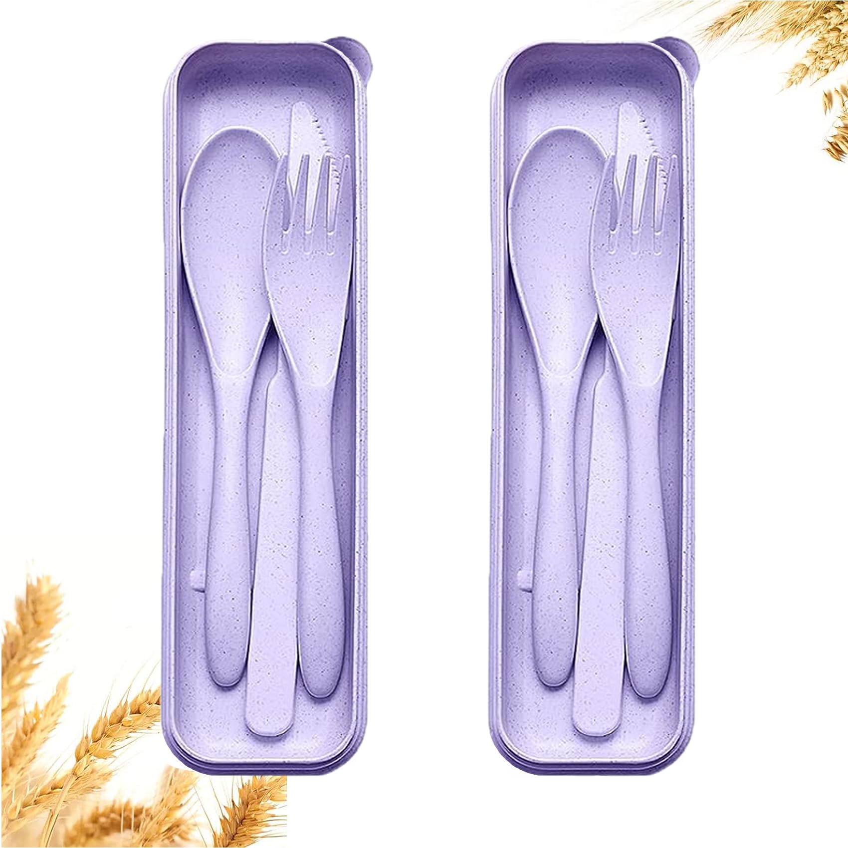 Amazon.com: Reusable Travel Utensils Set with Case, 2 Sets Wheat Straw ...