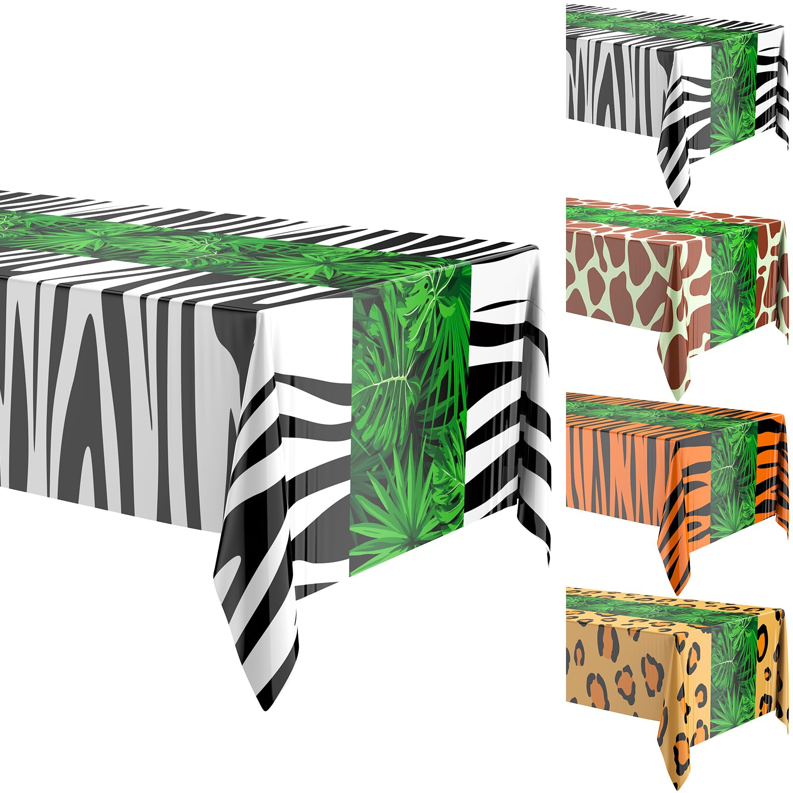 Amazon.com: Oudain 4 Pcs Animal Safari Tablecloth Safari Theme Table ...