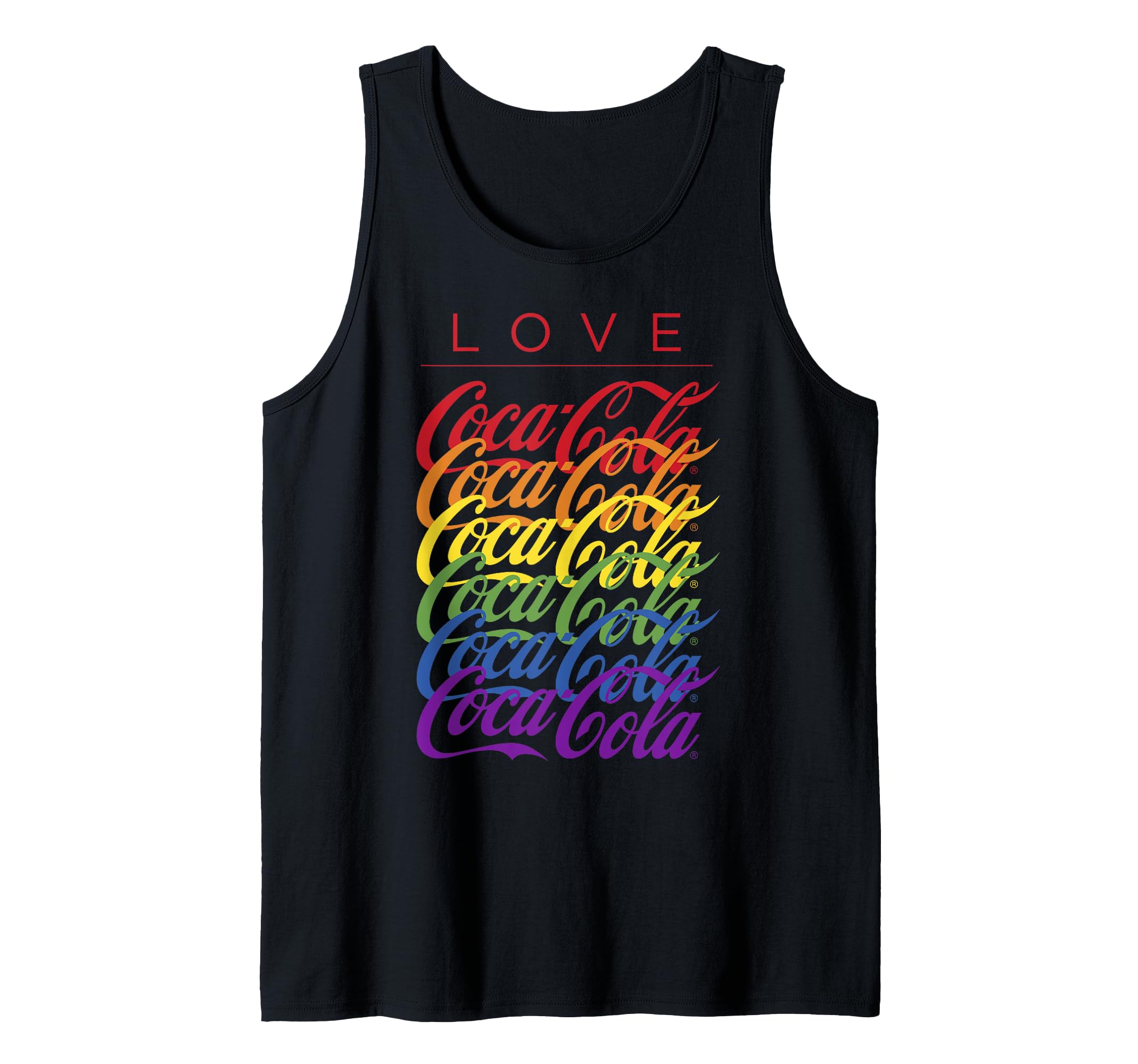 Amazon.com: Coca-Cola Pride Love Rainbow Logo Stack Tank Top : Clothing ...