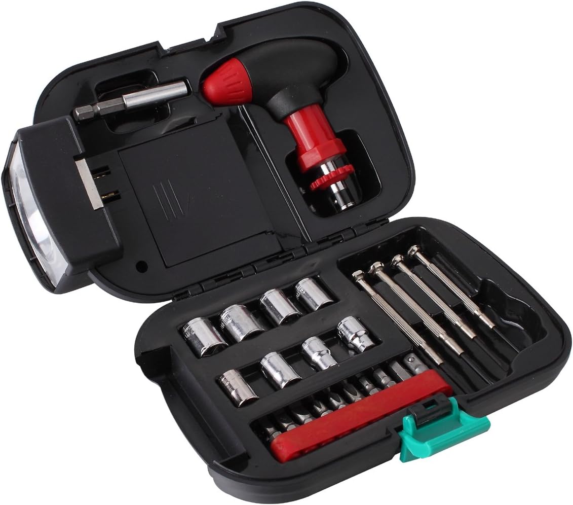 Oruite Tools 24 Pcs Portable Flashlight Tool Box Set - Portable Auto ...