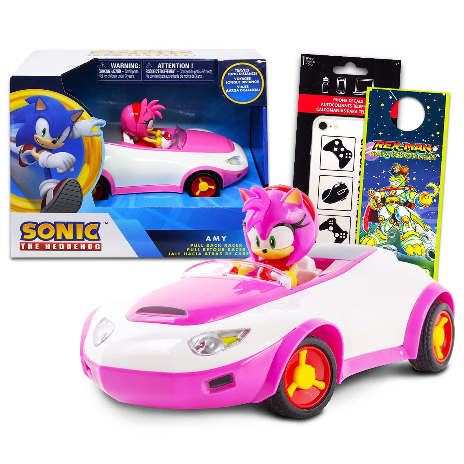 Amazon.com: Sonic the Hedgehog Amy Toy Race Car Set - Sonic Gift Bundle ...