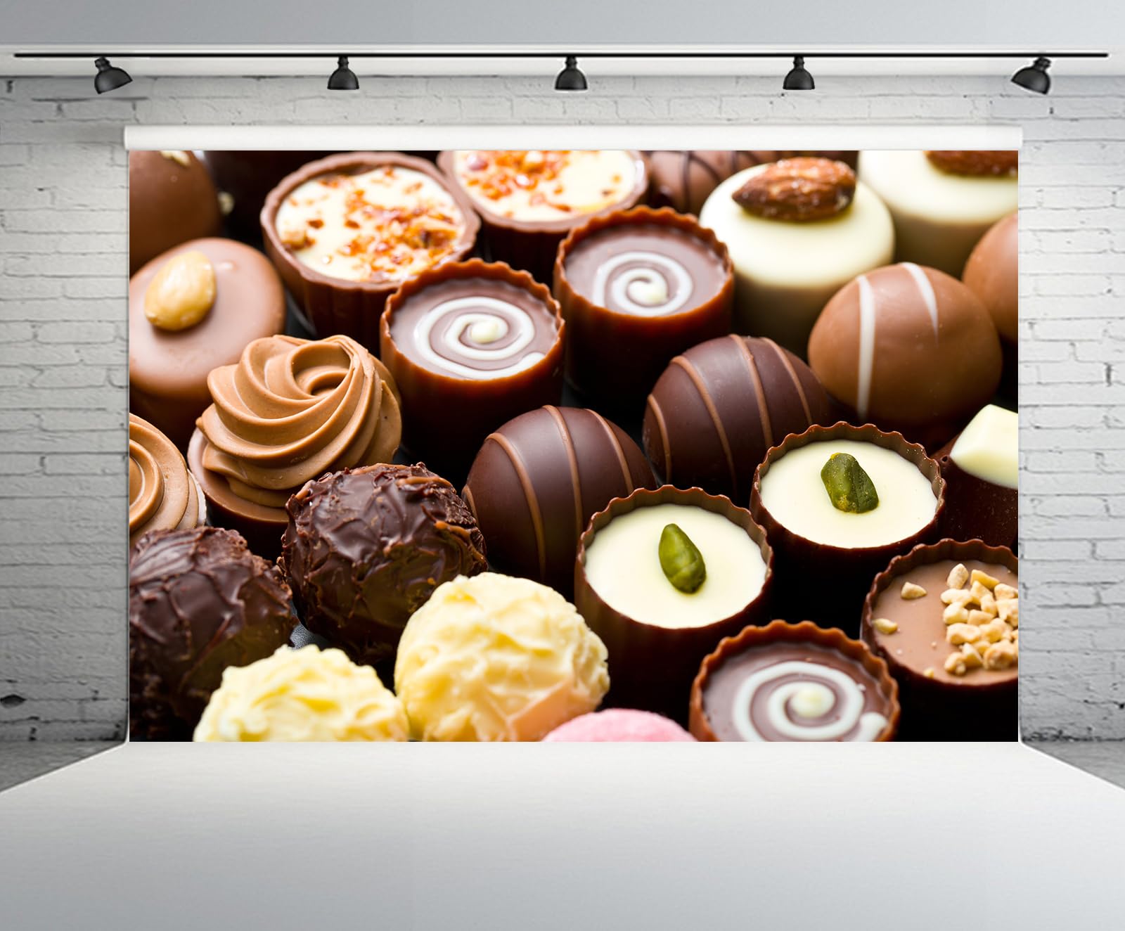 Willy CHNYWORK 6x4ft Chocolate Backdrop Chocolate Candies White Dark ...
