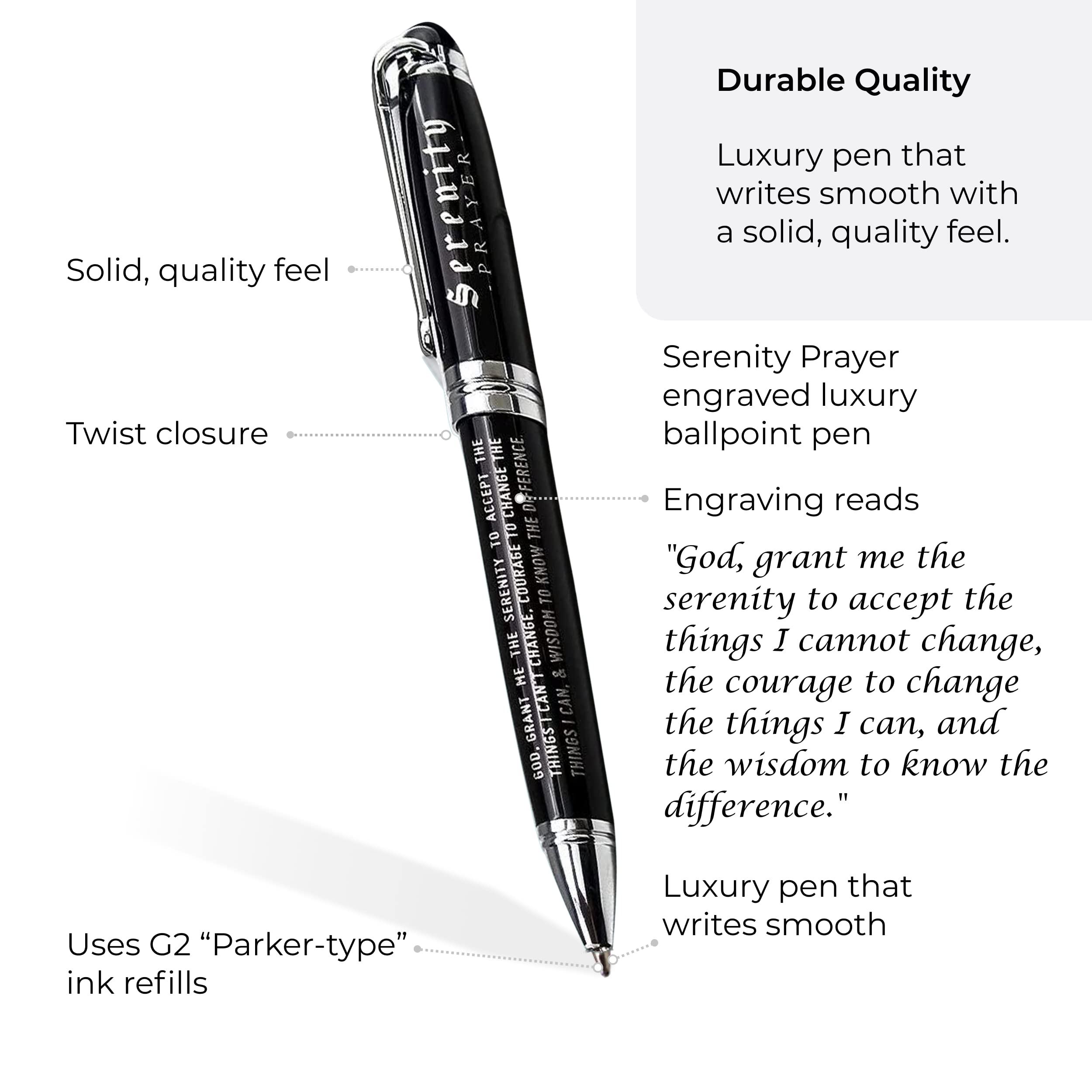 Snapklik.com : Inkstone Serenity Prayer Engraved Inspirational Gift Pen