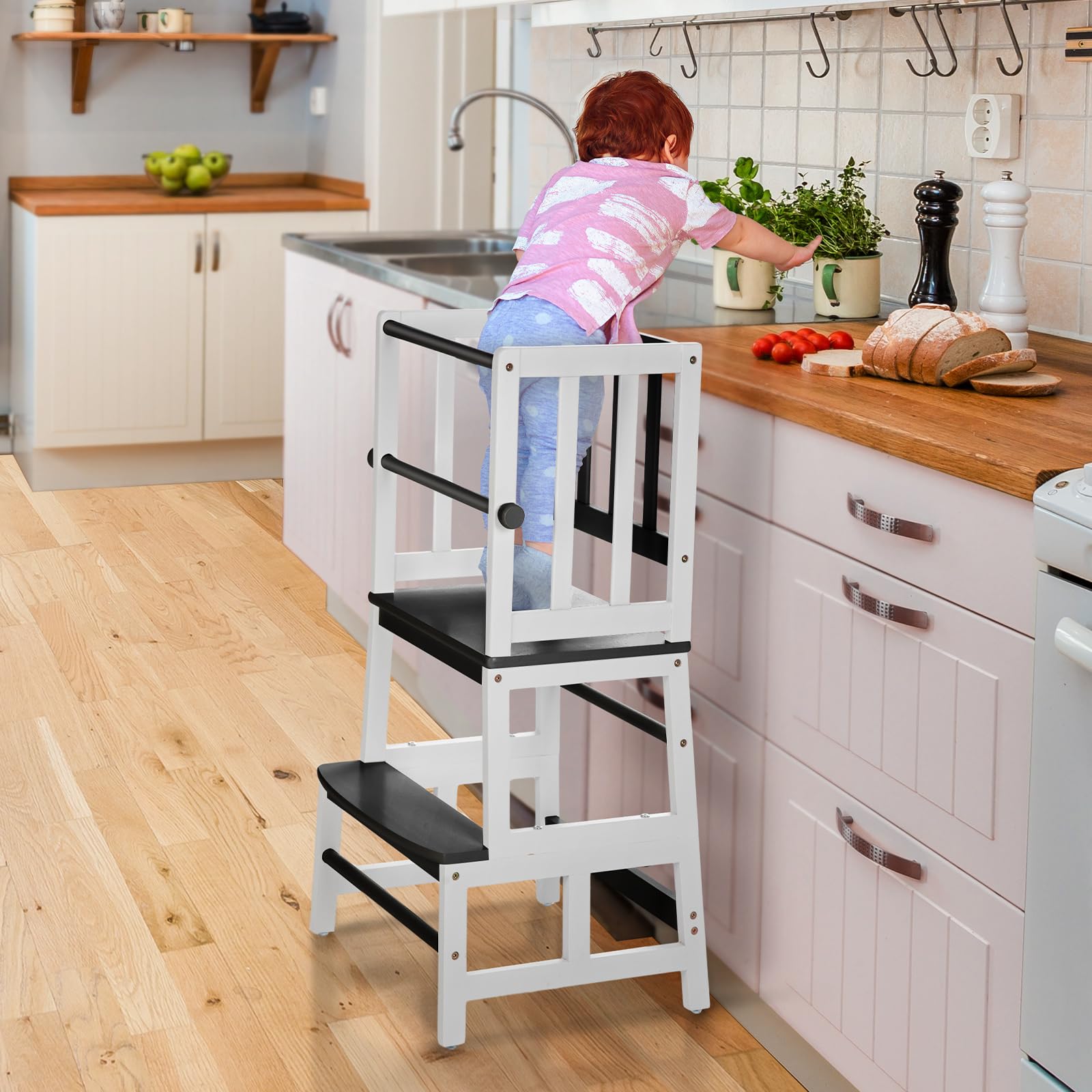 COSYLAND Kids Kitchen Step Stool, Toddler Standing Tower with CPC & FSC ...