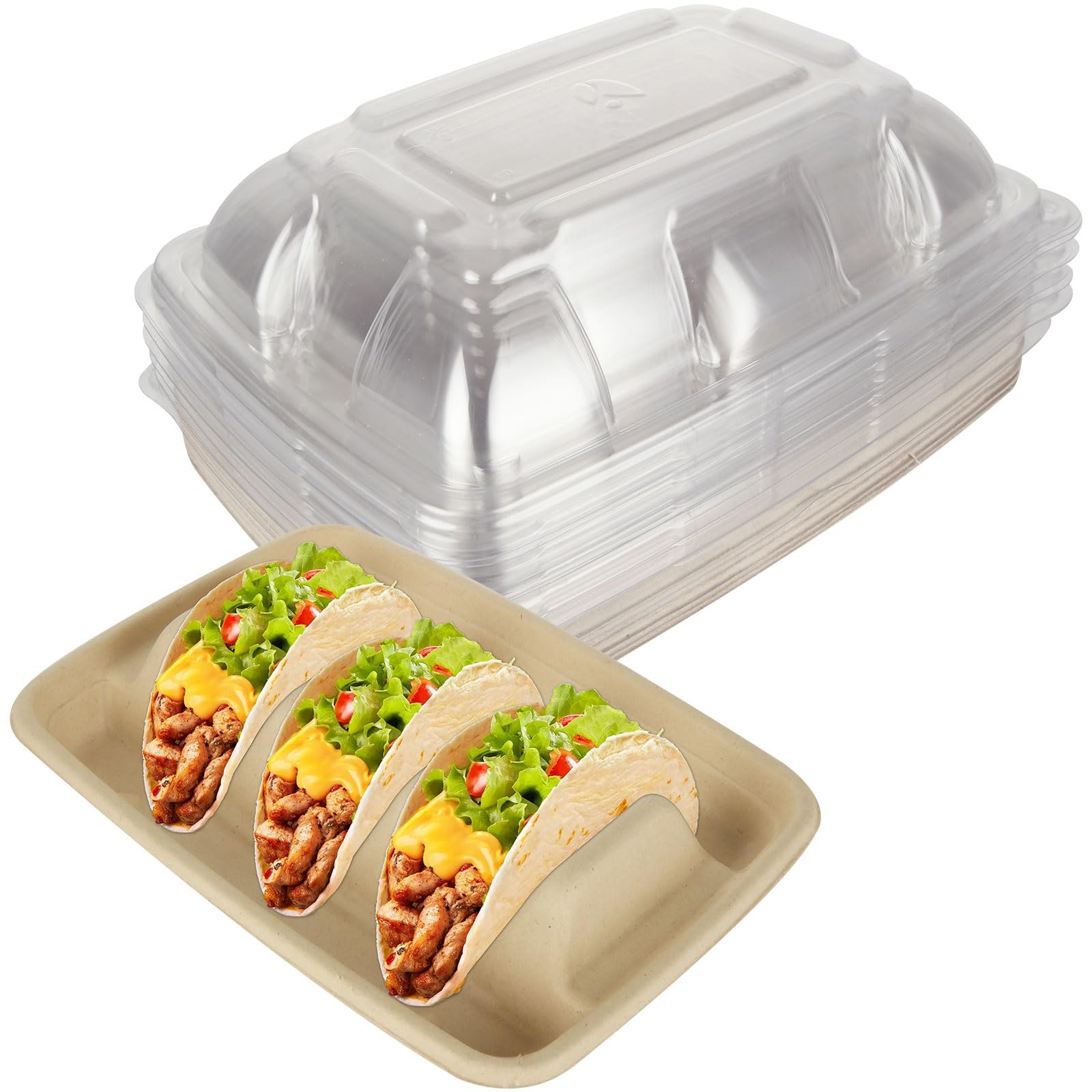 Amazon.com: 50PACK Disposable Taco Holders with Lid for Party, Premium ...