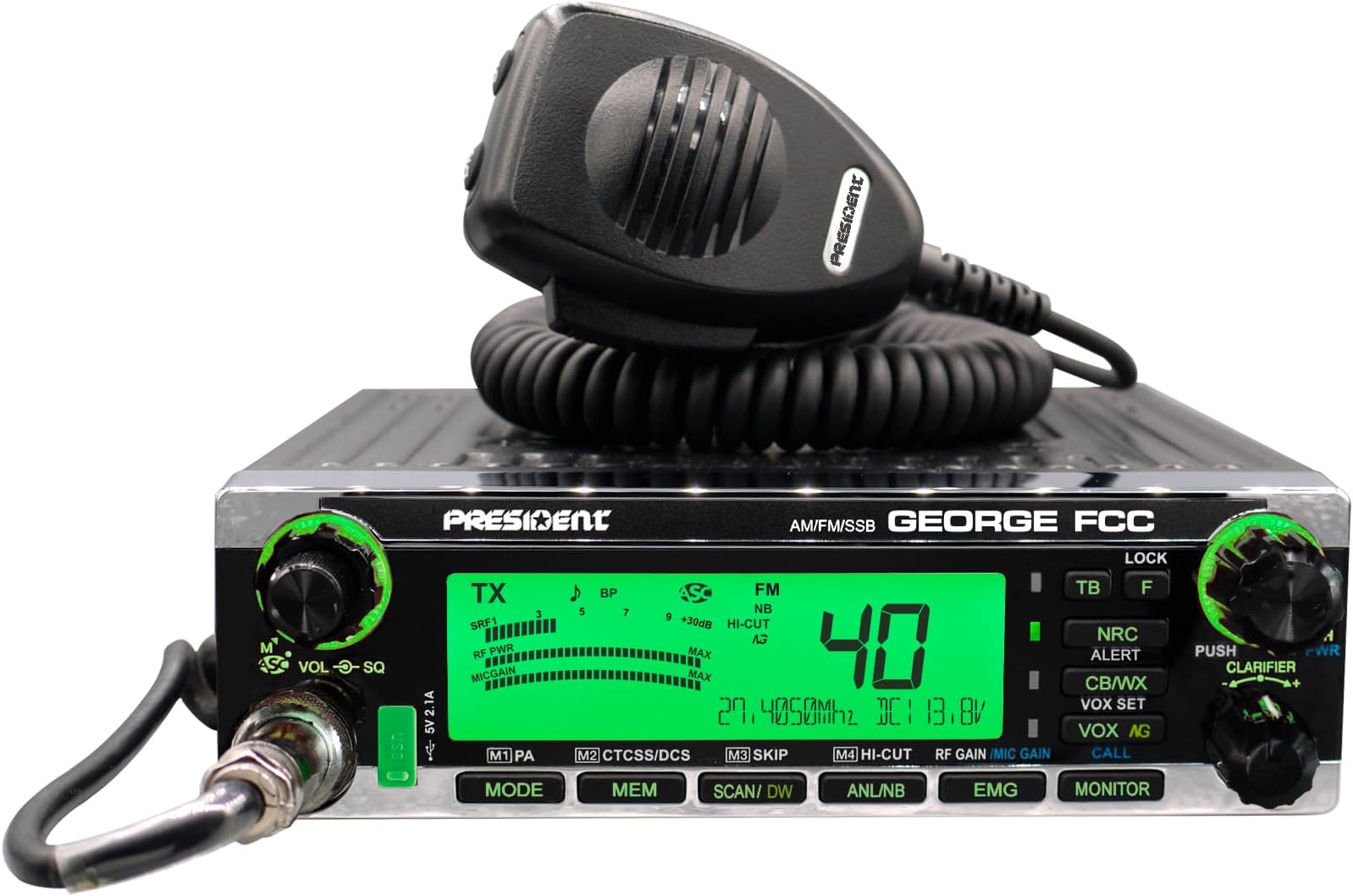 Amazon.com: President George FCC AM/FM/SSB CB Radio, CTCSS/DCS, Large 7 ...