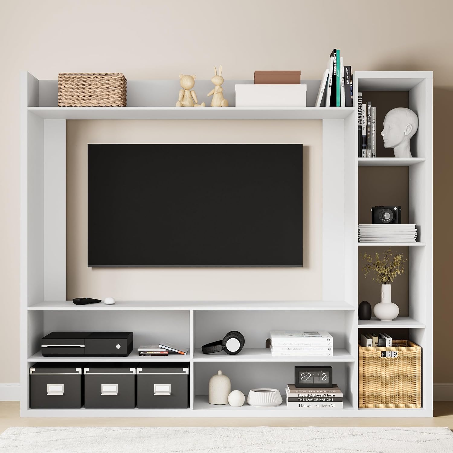 Amazon.com: Cozy Castle Wall Unit TV Stand with Bookshelves for 55" TVs ...