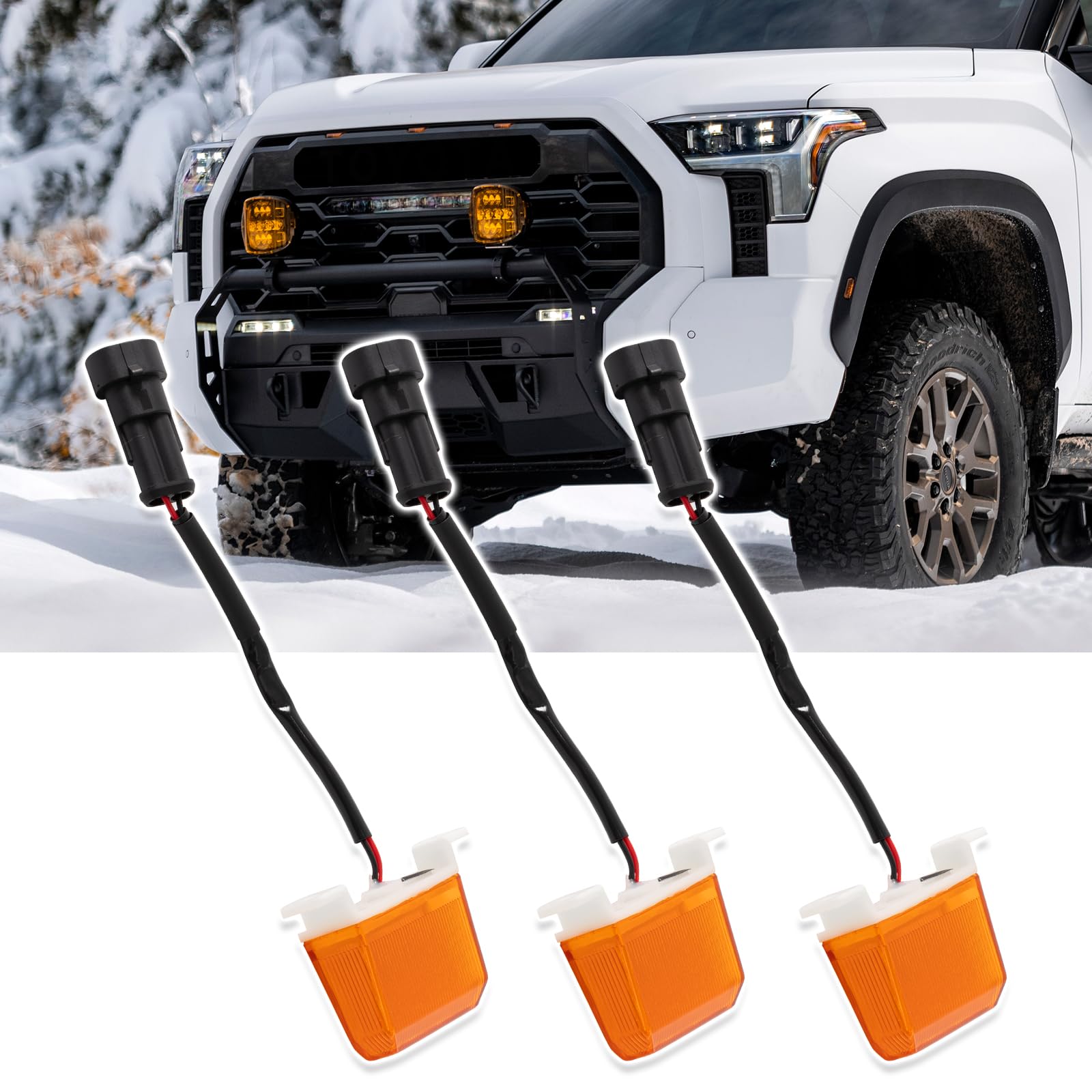 Amazon.com: AMSPRAC Front Center Bumper LED Grill Lights,3PCS Amber ...