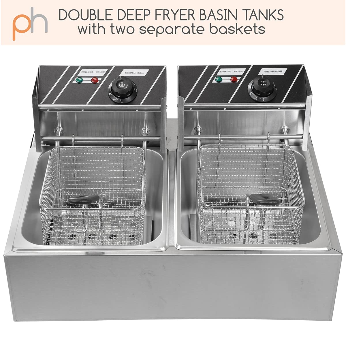 Buy PartyHut Two 11 Liter Basins Capacity Commercial Stainless Steel ...
