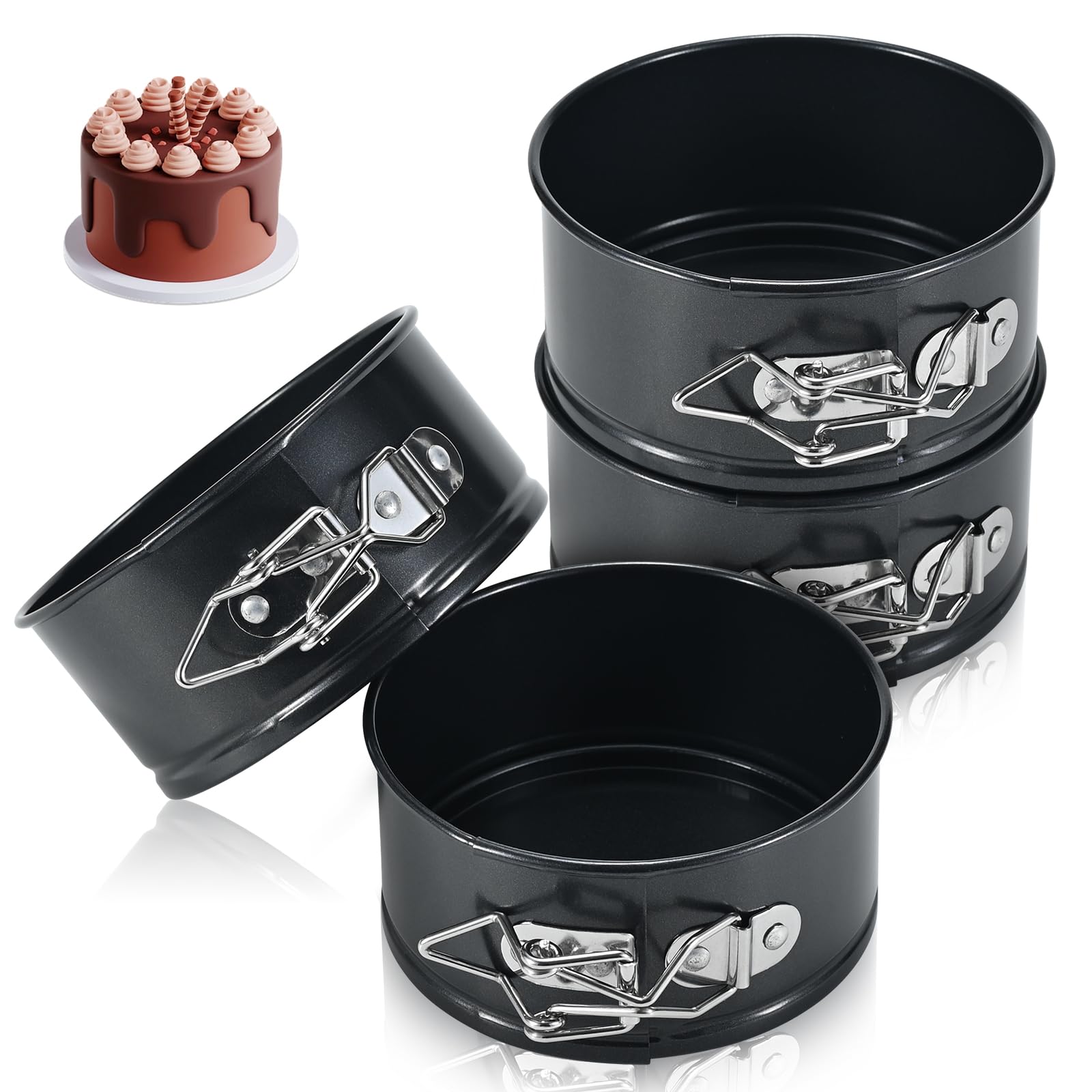 ECCOGREAT 10cm Springform Pans Set, 4 Pack Non-Stick Cheesecake Pan ...