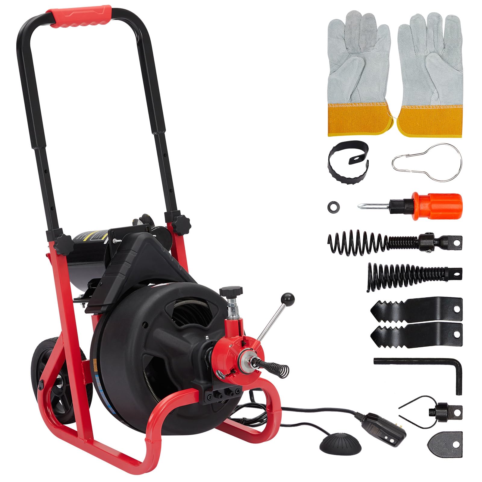 Drain Cleaner Machine, 100 Ft X 3/8 Inch Electric Drain Snake with 6 ...