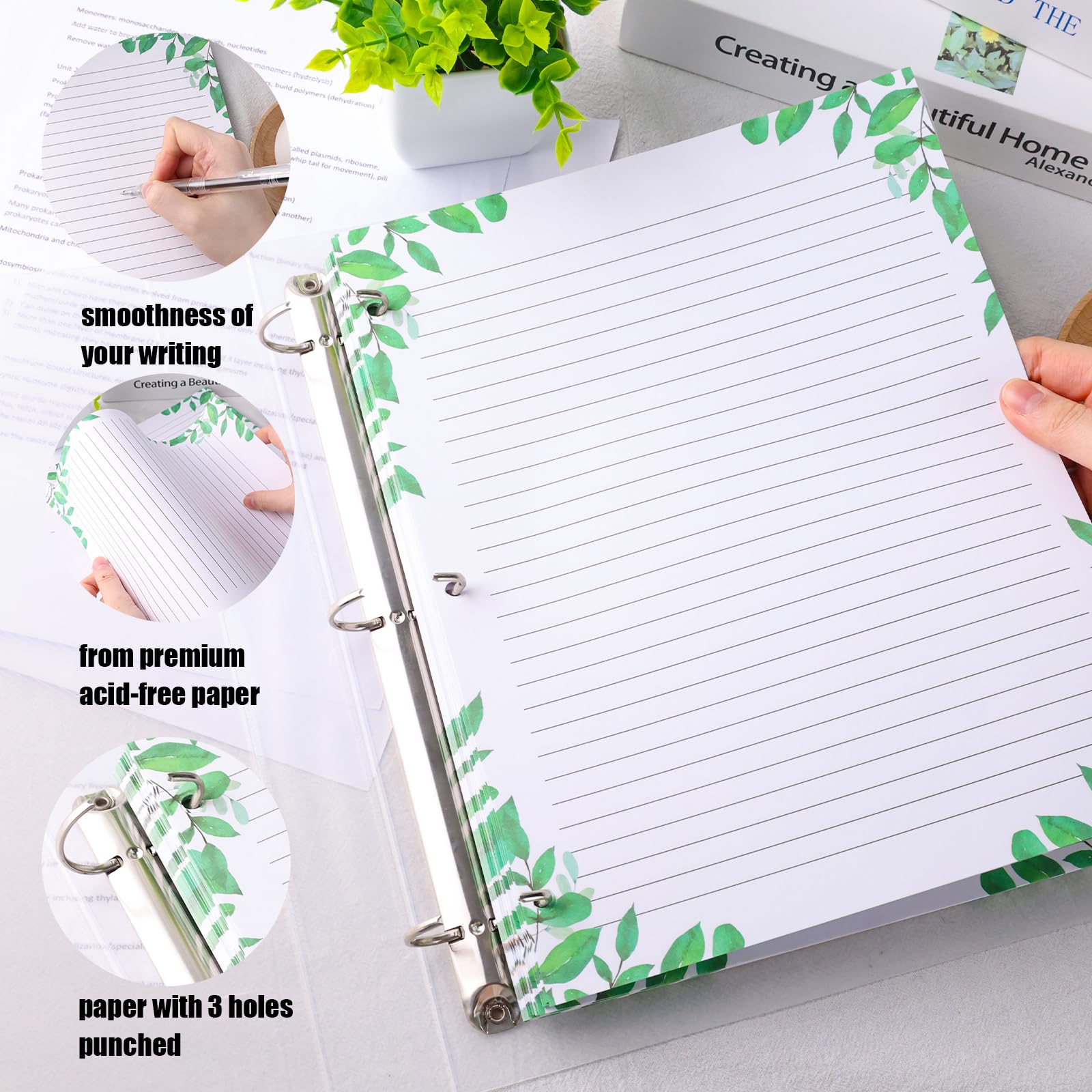 Snapklik.com : 100 Sheets Refill Paper, Lined Loose Leaf Paper 3-Hole ...