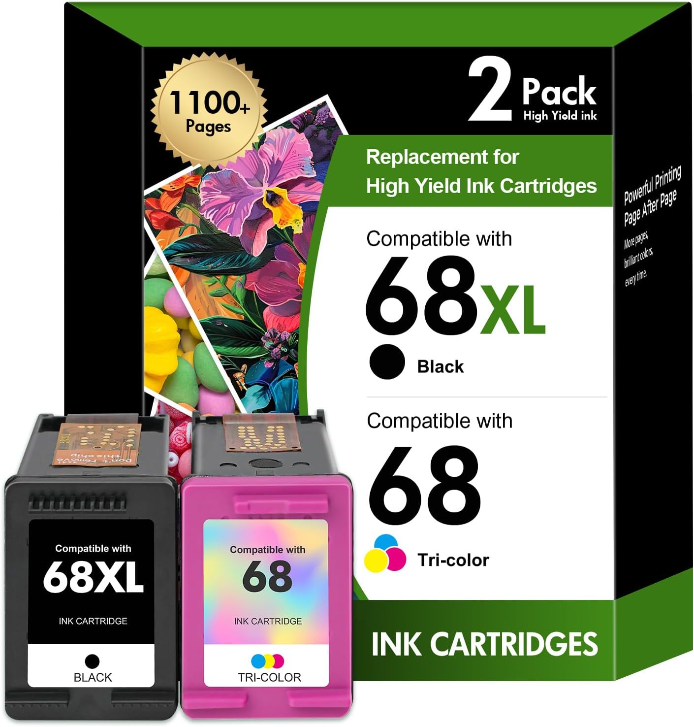 Amazon.com: 68 6155e 6555e Ink Cartridges Black/Color Combo Pack 68XL ...