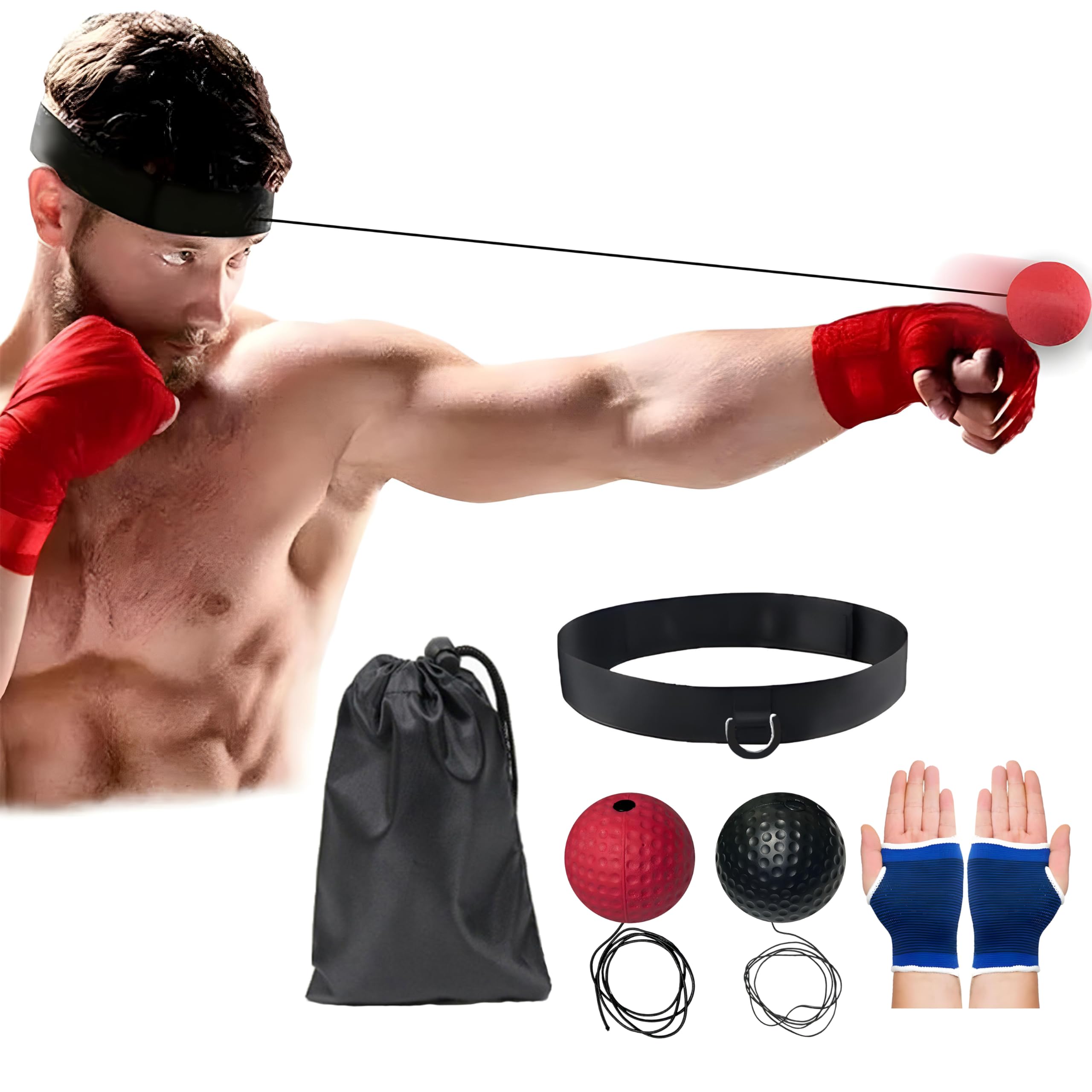 Amazon.com : Boxing Reflex Balls Set of 4 – 2 Boxing Ball Gear of with ...