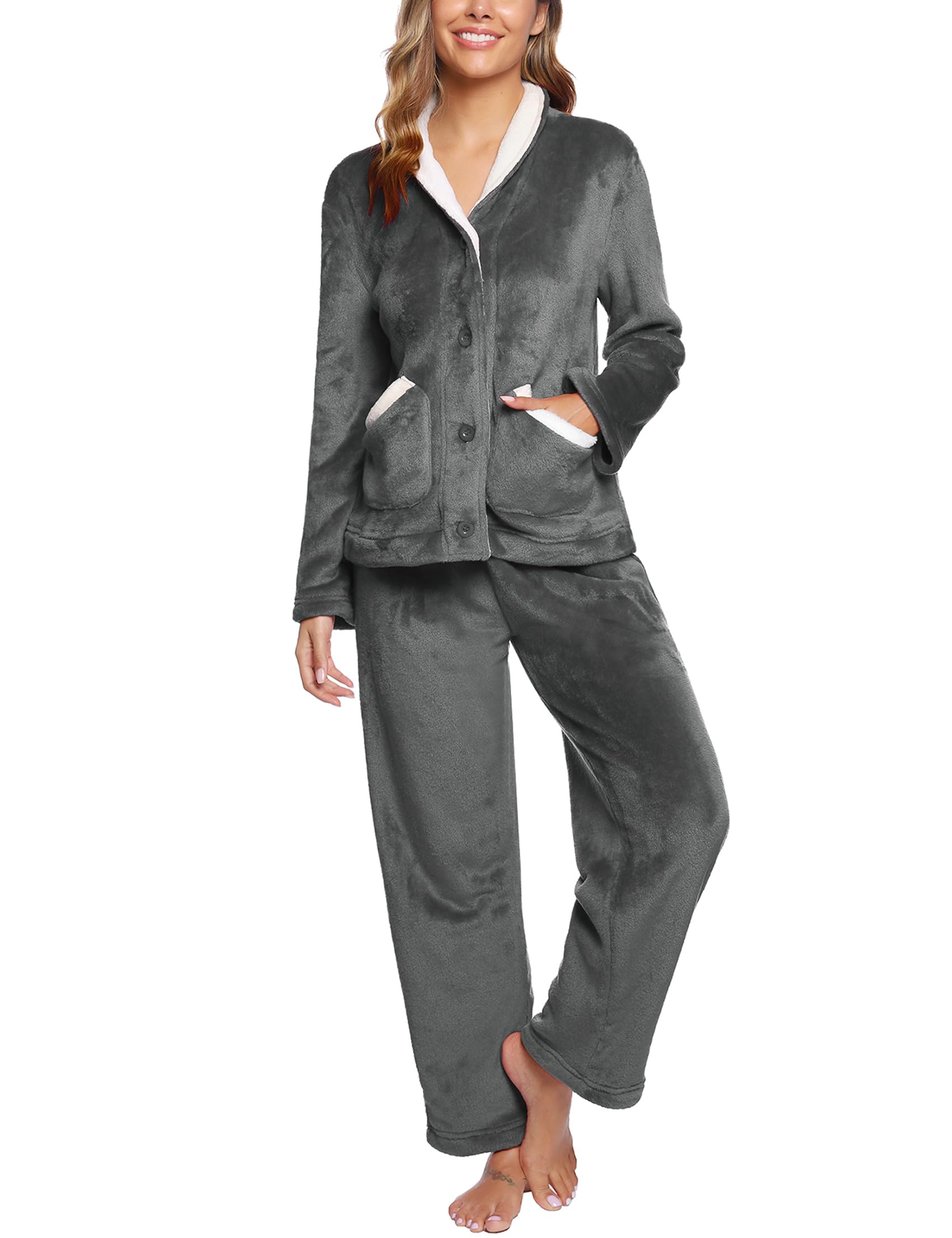 iClosam Pijama Invierno Mujer Franela Suave Pijamas para Mujer Polar ...